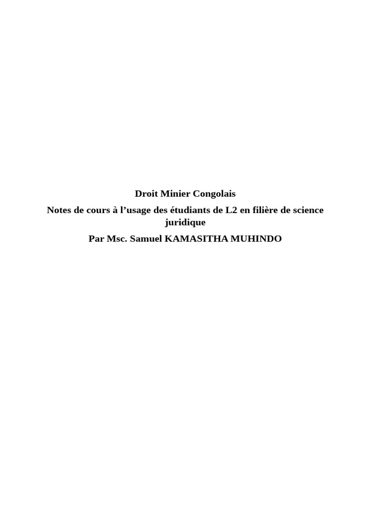 Cours de Droit Minier Congolais | PDF | Arbitrage | Compétence