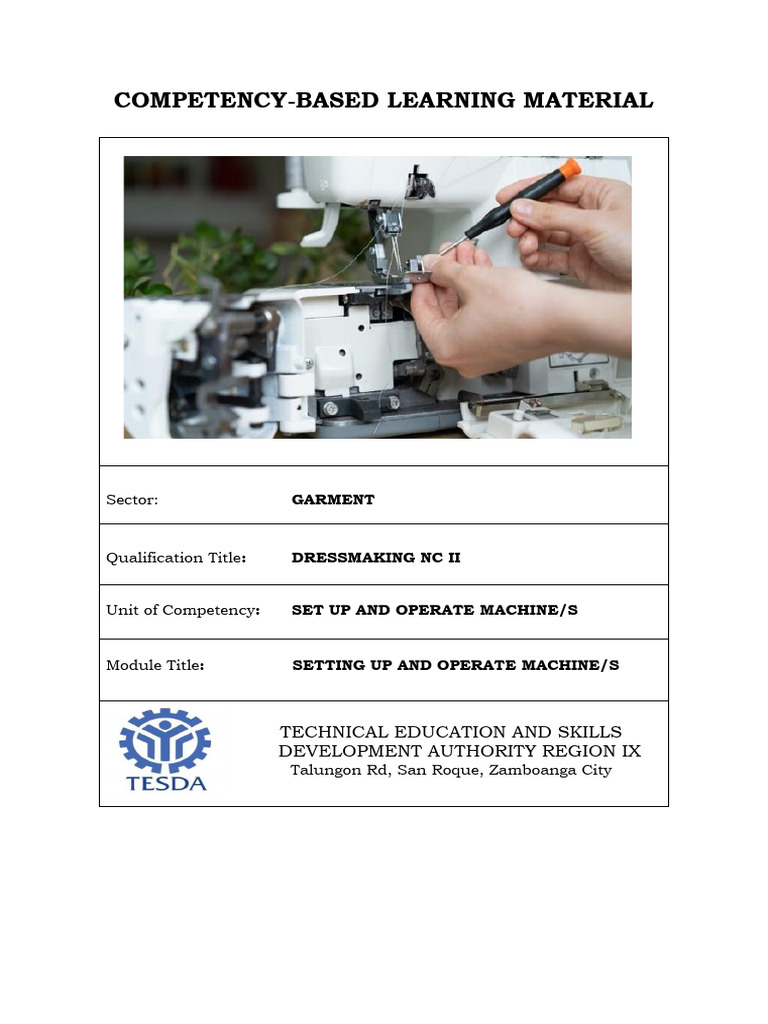 ModuleSet Up and Operate Machine | PDF | Sewing Machine | Seam (Sewing)
