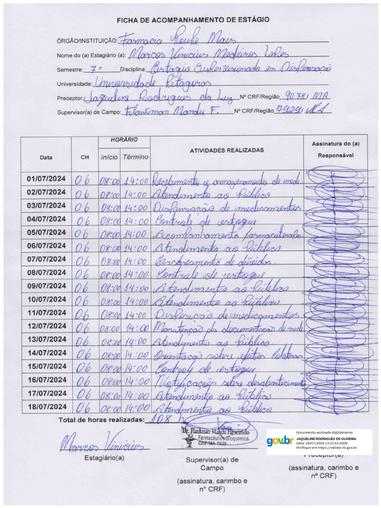 Ficha de Acompanhamento de Estagio | PDF