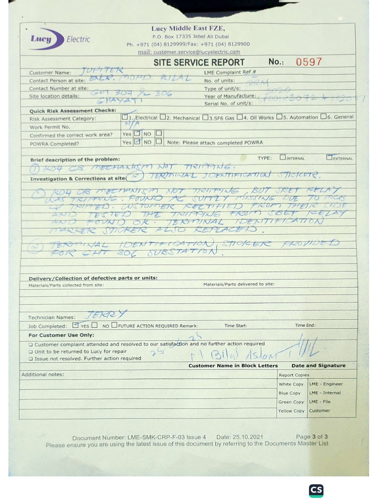 Oem - Report - GHT - 307&6 Dms Snags Rectification | PDF