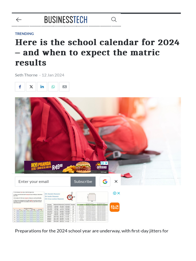 Here Is The School Calendar For 2024 - and When To Expect The Matric ...