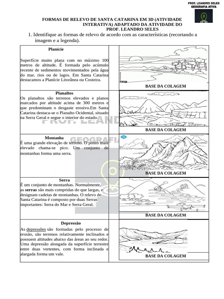 Formas de Relevo em SC: Atividade 3D | PDF | Montanhas | Terreno