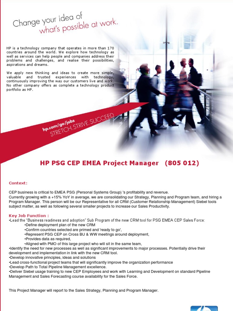 HP PSG CEP EMEA Project Manager (805 012) : Context | PDF | Customer ...