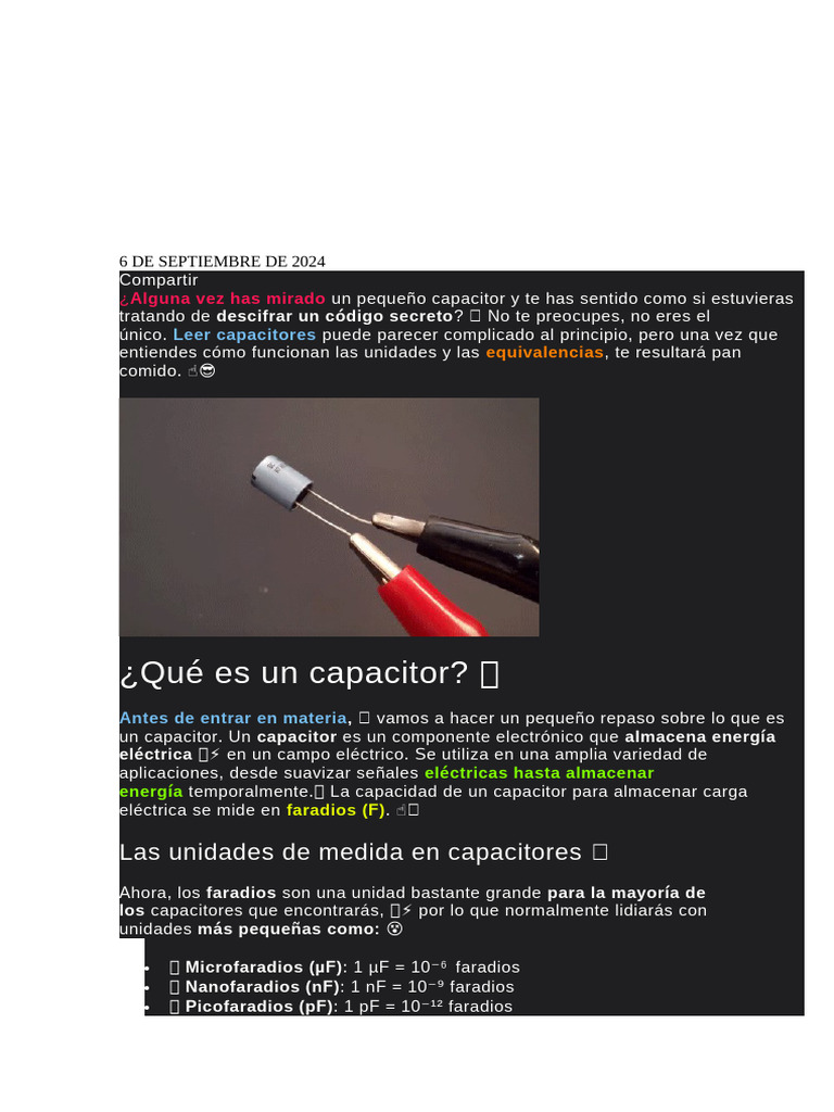 Cómo Leer Capacitores | PDF | Condensador | Capacidad