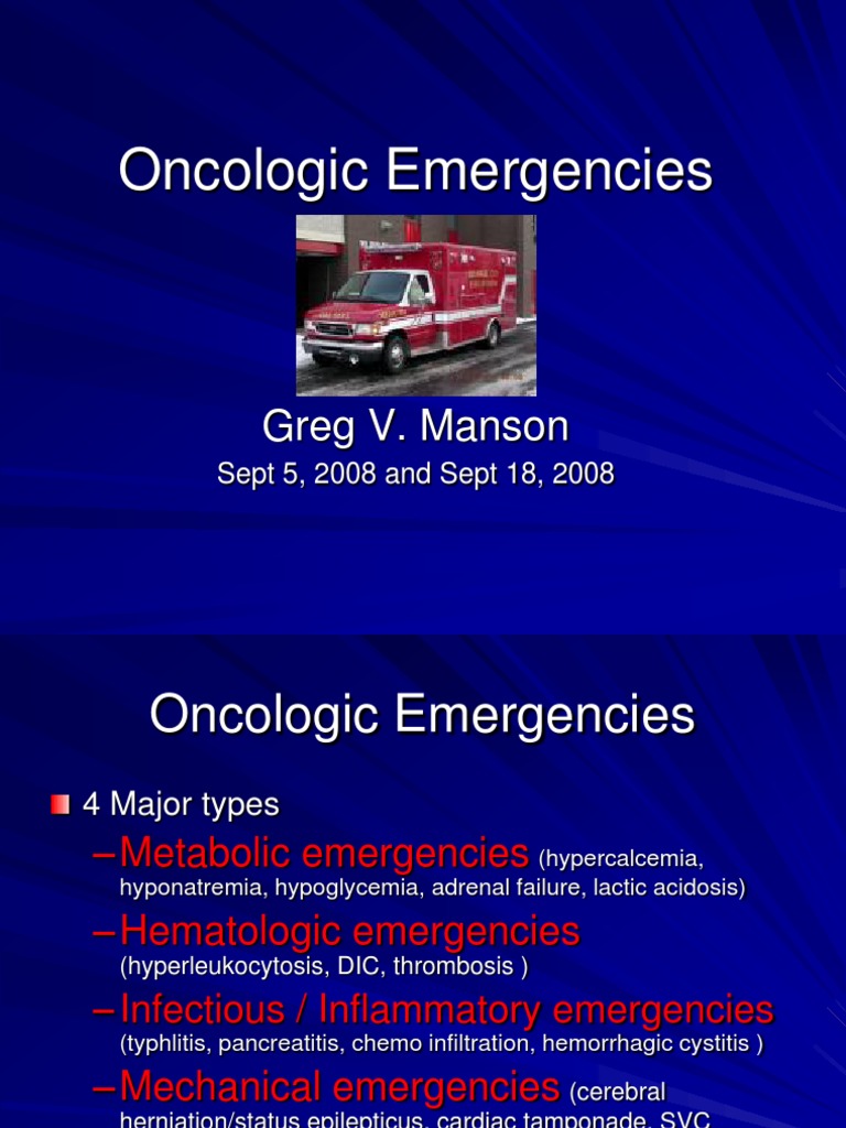 Oncologic Emergencies: Greg V. Manson | PDF | Vertebral Column ...