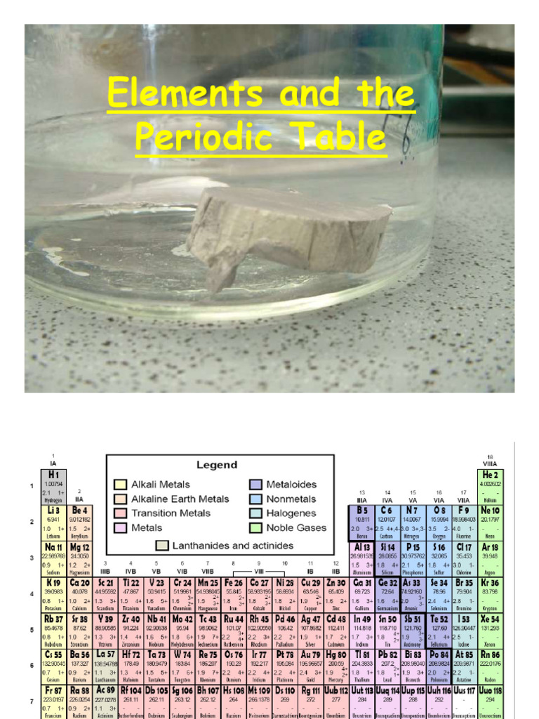 Elements and The Periodic Table Note Part 1 | PDF | Metals | Atoms