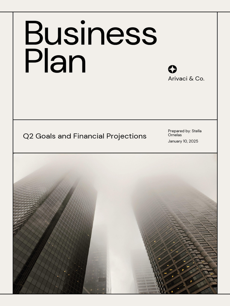 Ivory Black Minimal Corporate Business Plan Cover Page | PDF