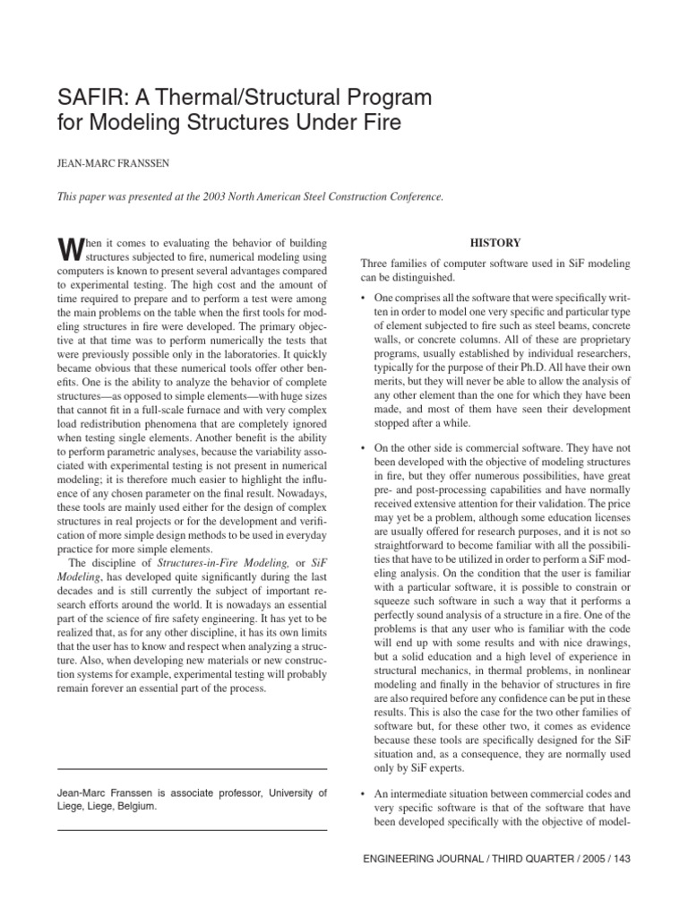 SAFIR: Fire Structure Modeling Software | PDF | Heat Transfer | Stress ...