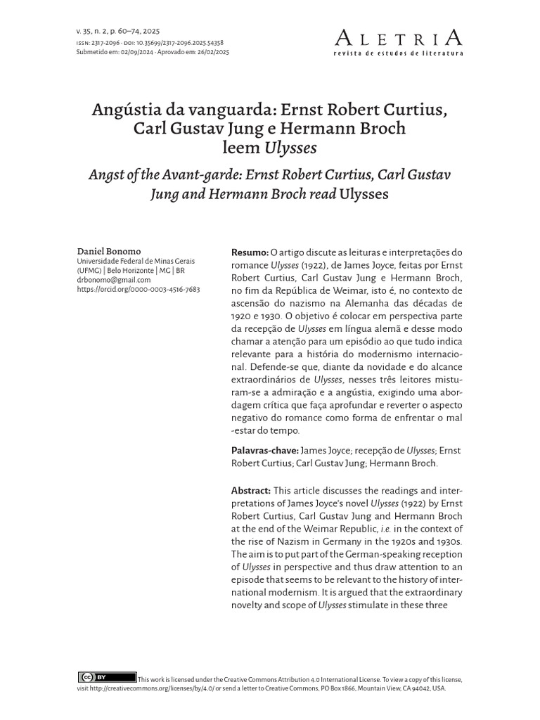 4 35-2-2025 DOS Bonomo Angústia | PDF | Ulisses (livro) | Carl Jung