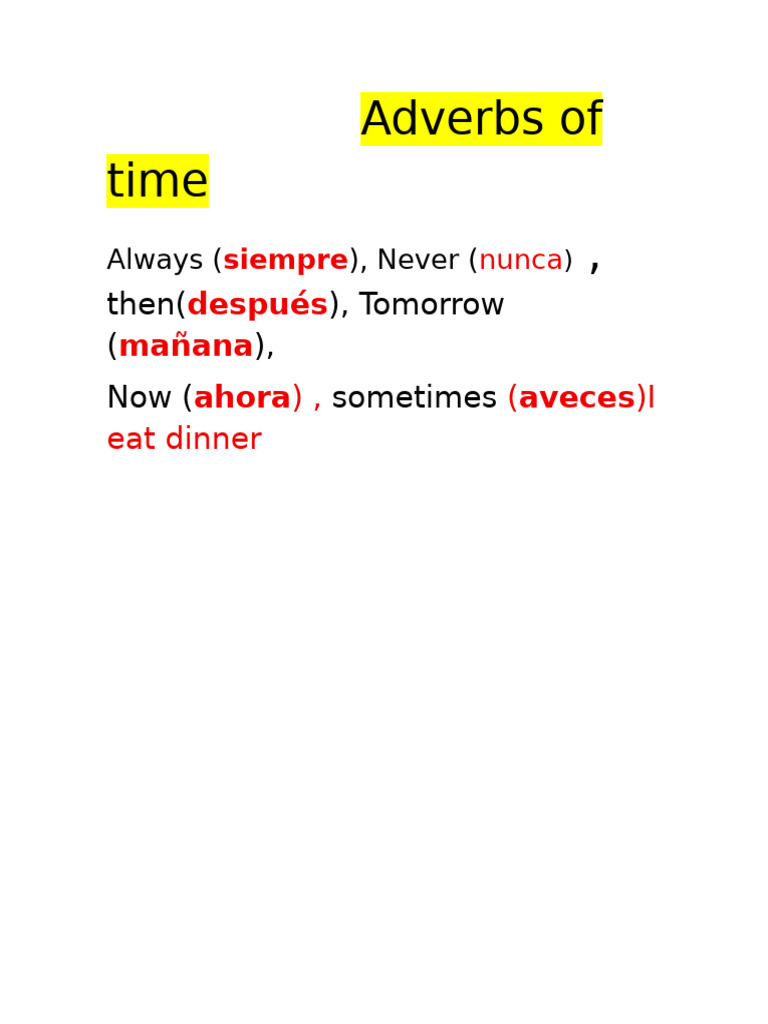 Adverbs of Time | PDF