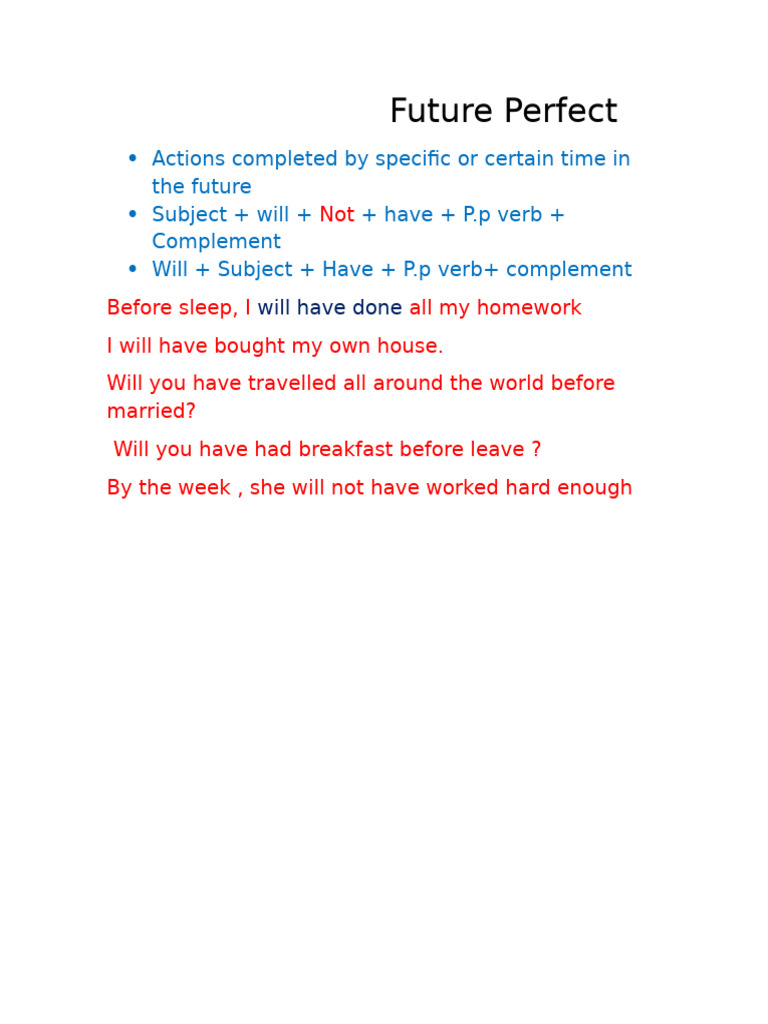 Future Perfect Tense Explained | PDF