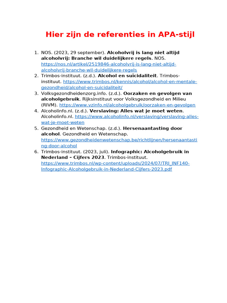 Hier Zijn de Referenties in APA-stijl NOS | PDF