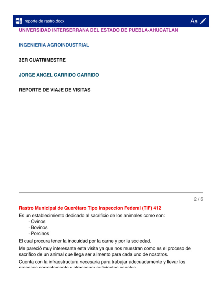 Reporte de Rastro | PDF