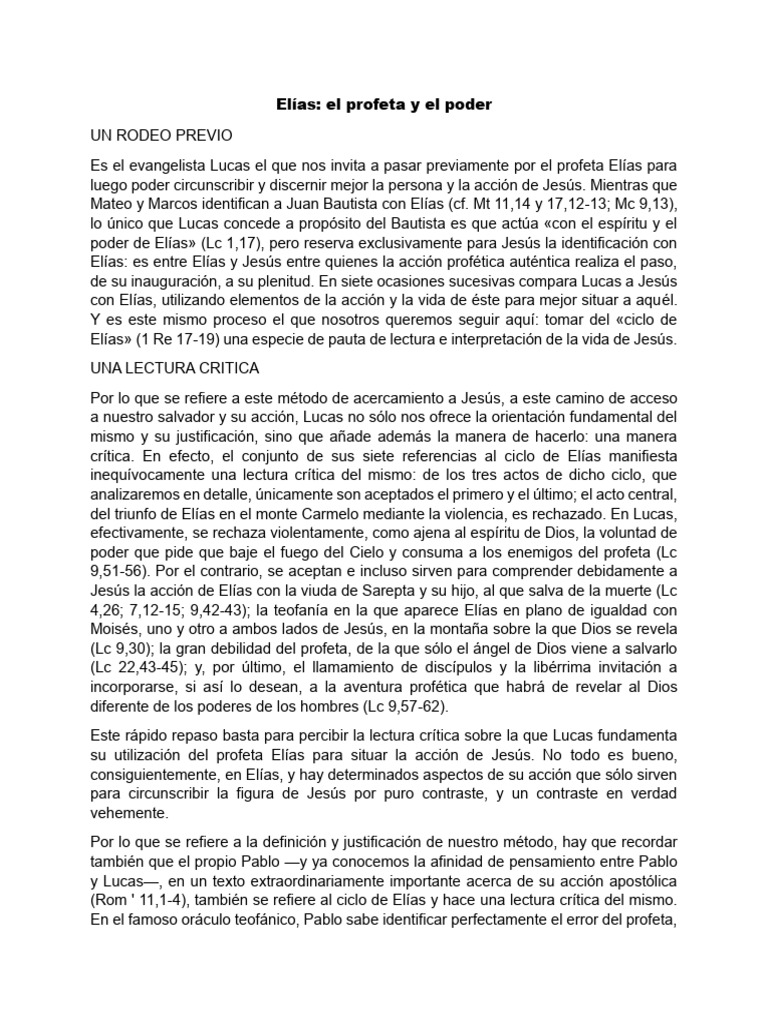 Elías y El Poder | PDF | Elijah | Jesús
