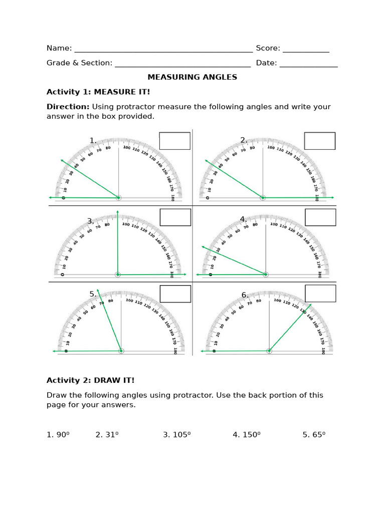 PERFORMANCE TASK Measuring and Drawing Angles | PDF