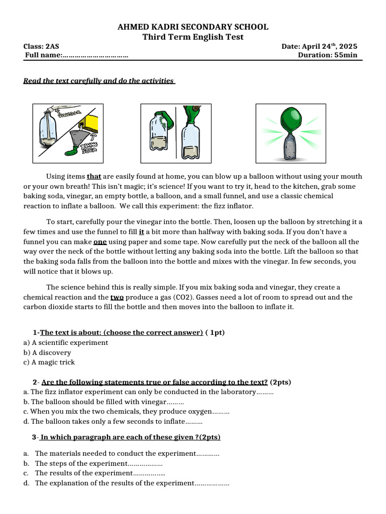 Fizz Inflator Experiment Guide | PDF | Sodium Carbonate | Candle