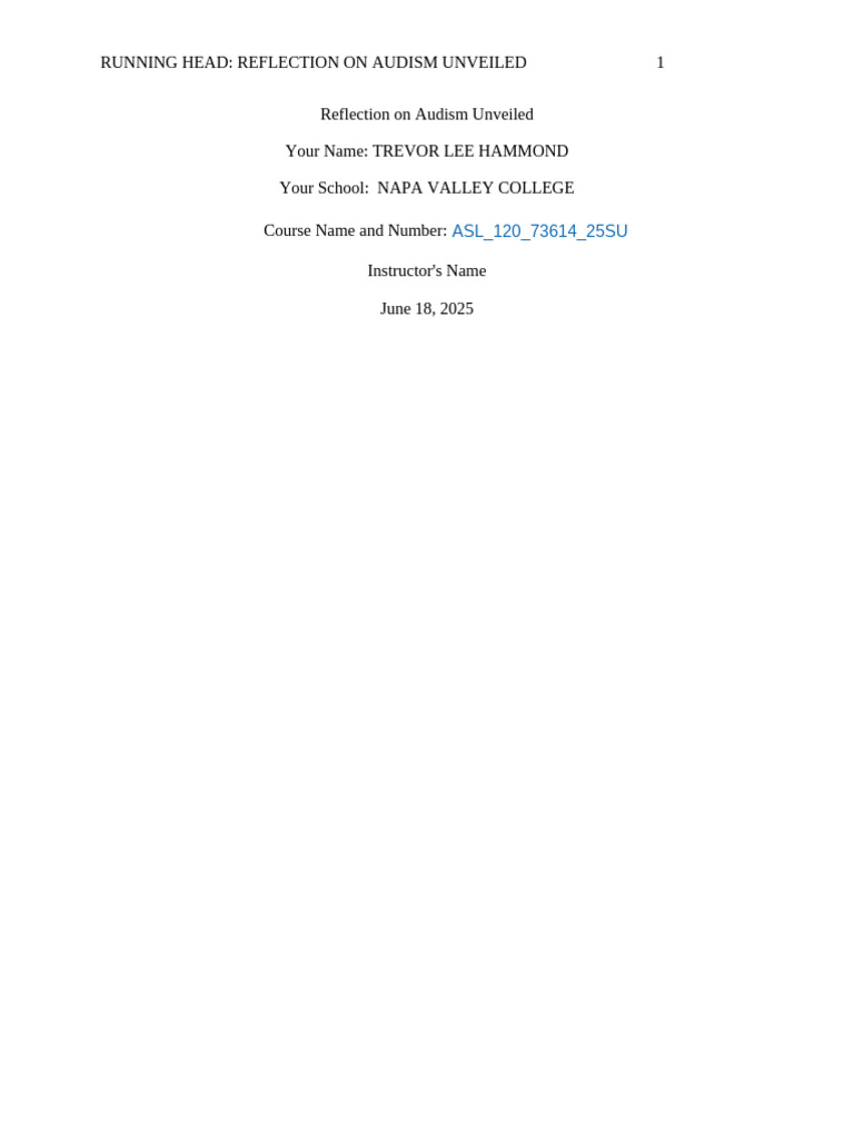 Reflection On Audism Unveiled APA7 | PDF