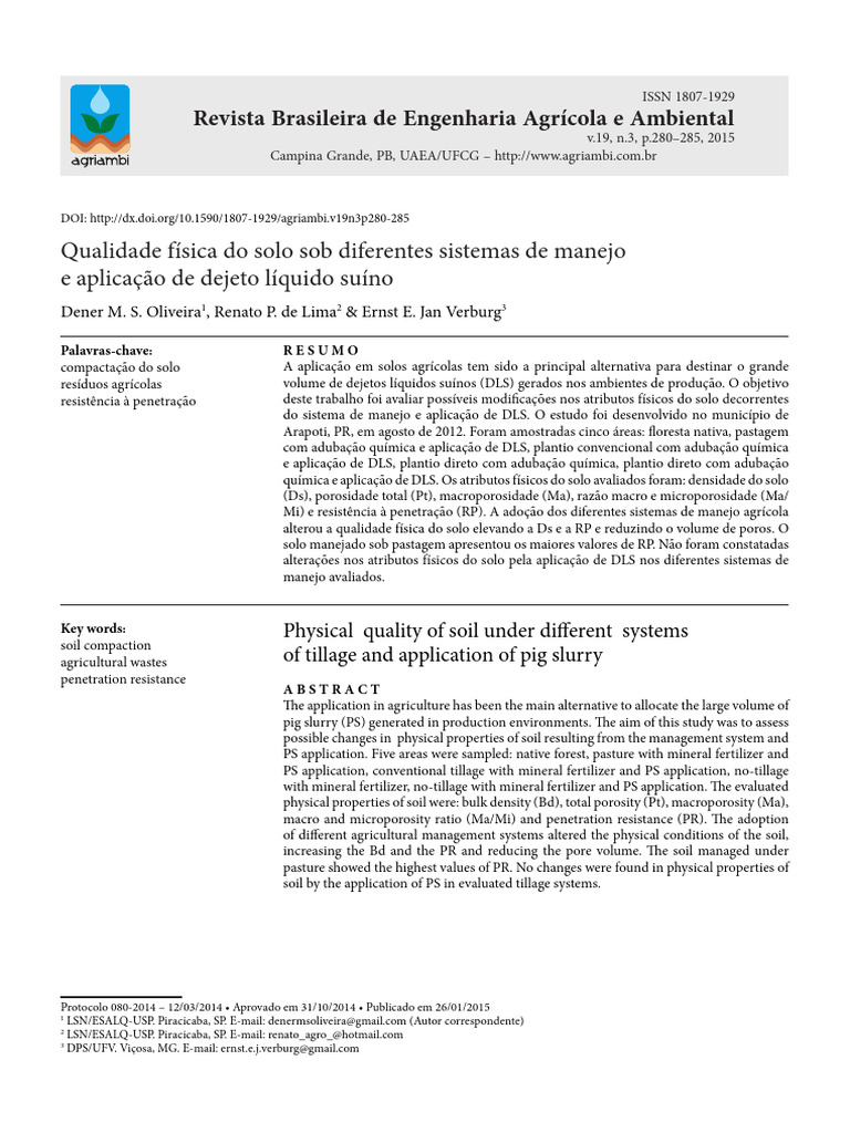 Qualidade do Solo e Dejeto Suíno | PDF | Solo | Agricultura