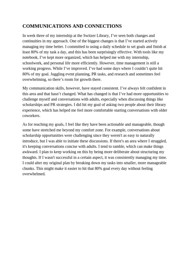 Communications and Connections Reflection | PDF