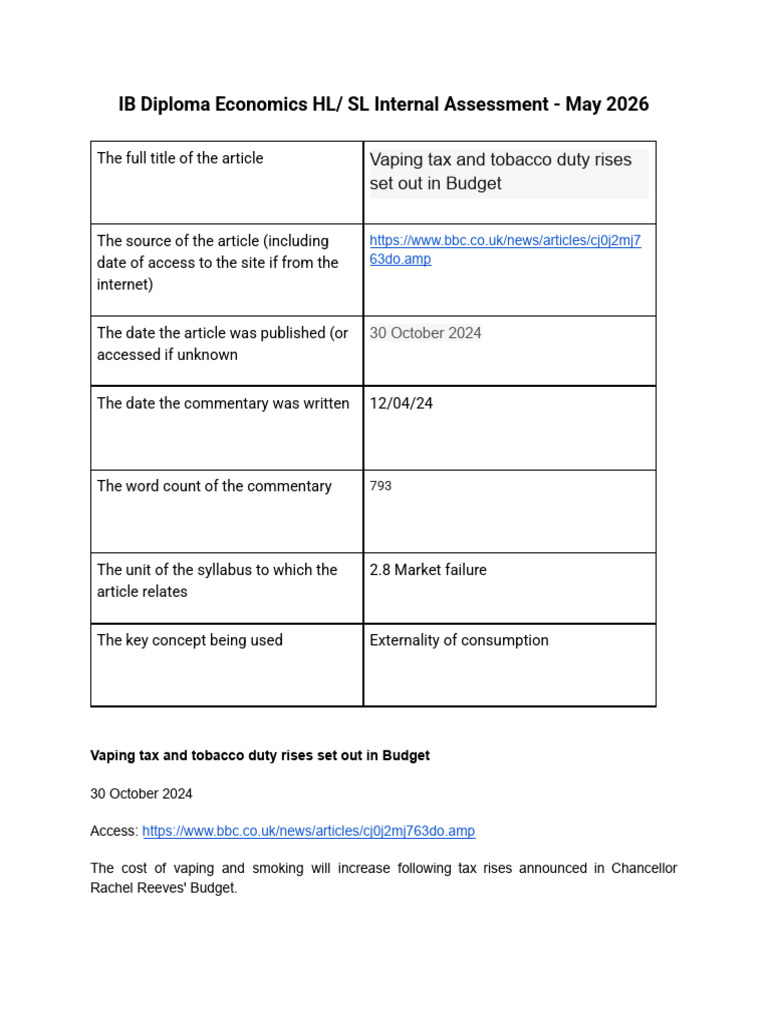 Final Externality of Consumption | PDF | Electronic Cigarette | Tobacco ...