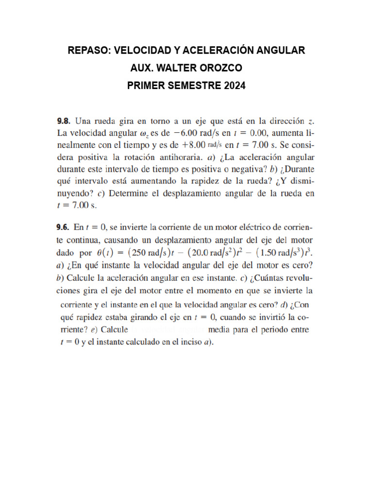 Repaso - Velocidad y Aceleración Angular F11S2024 | PDF