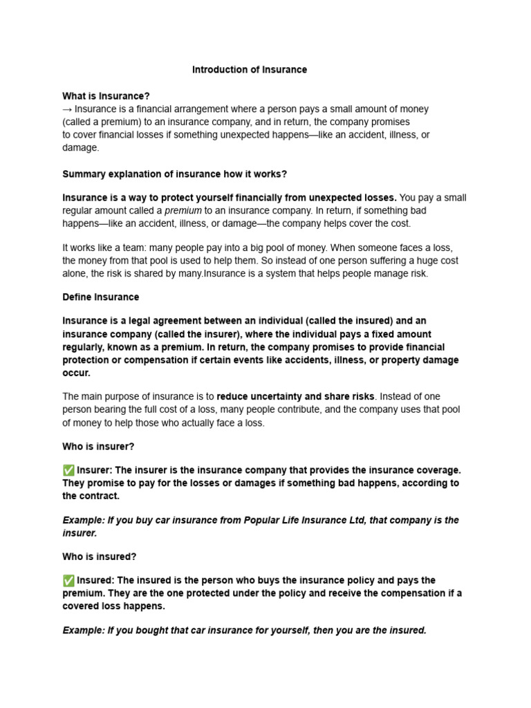 Overview of Insurance Basics | PDF | Insurance | Life Insurance