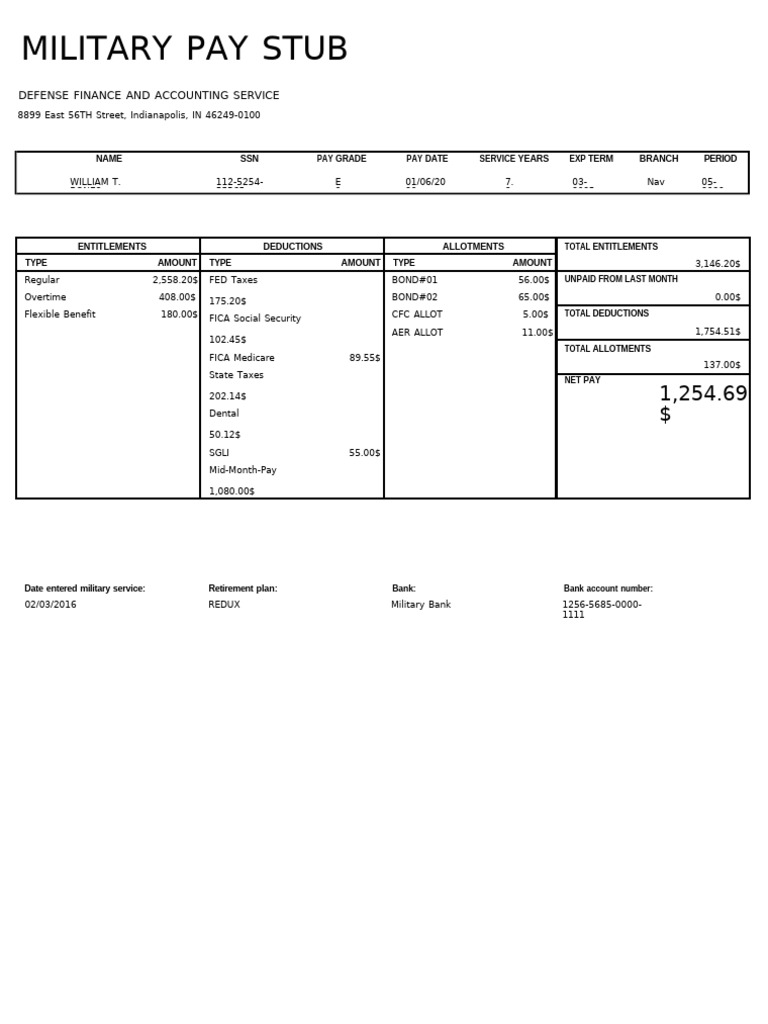 Military Pay Stub Overview | PDF | Taxes | Economies