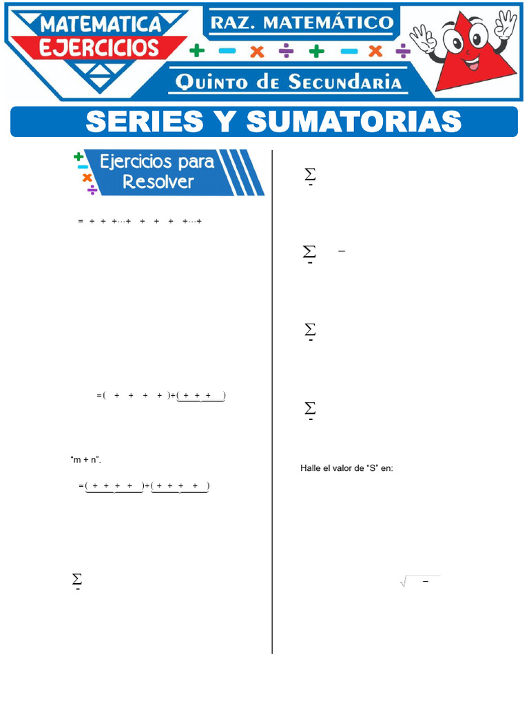 Series y Sumatorias para Quinto Grado de Secundaria | PDF | Matemáticas | Matemática Elemental