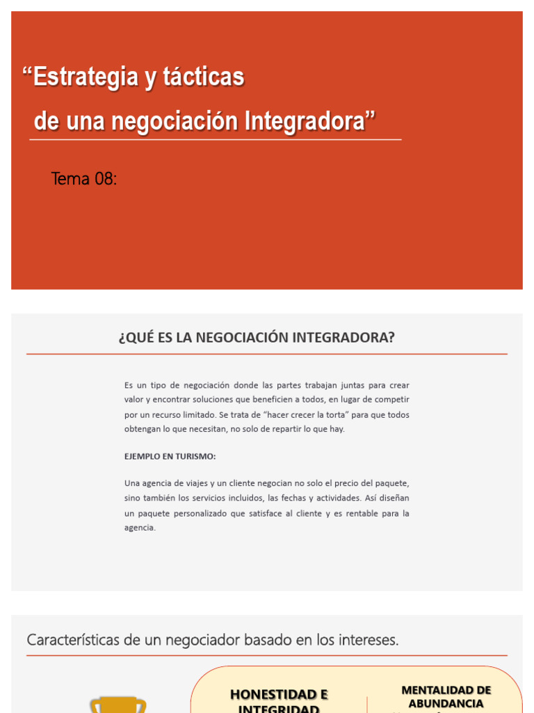 Tema 08 Estrategias y Tácticas de La Negociación Integradora | PDF | Negociación | Turismo