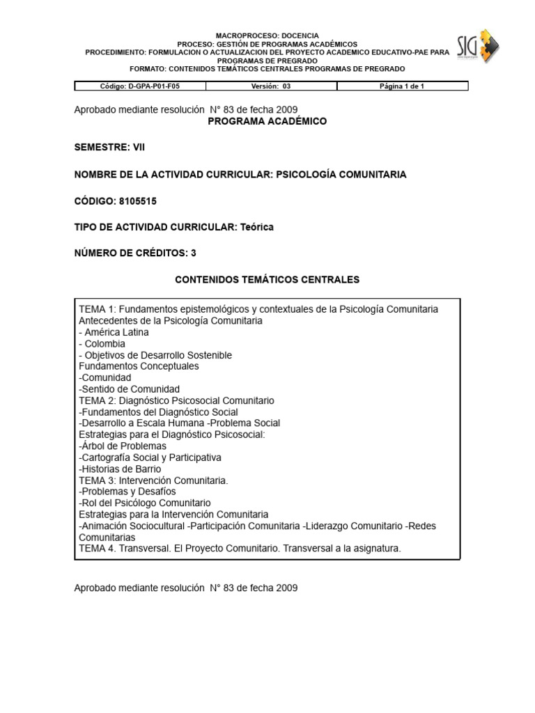 Sem7 Psicologiacomunitaria | PDF