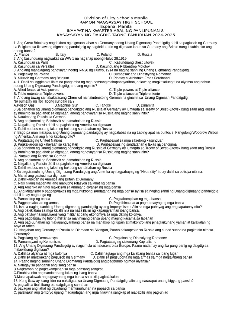 4th Grading Exam | PDF