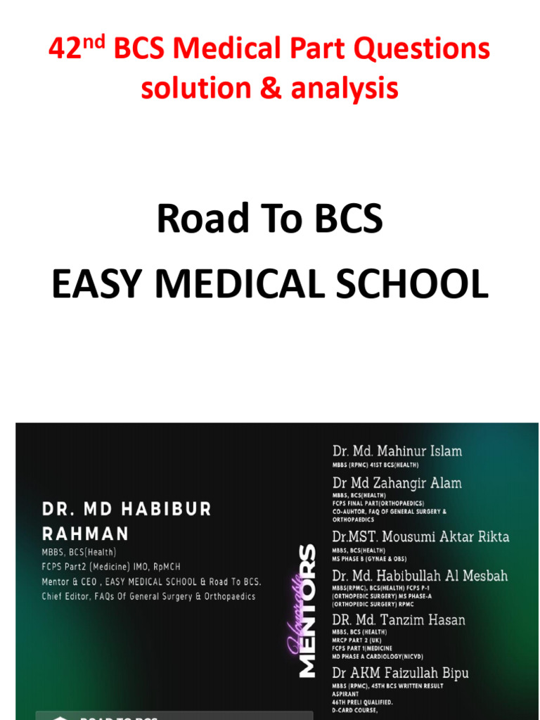 42 Bcs Medical Part Questions Solution & Analysis | PDF | Blood ...