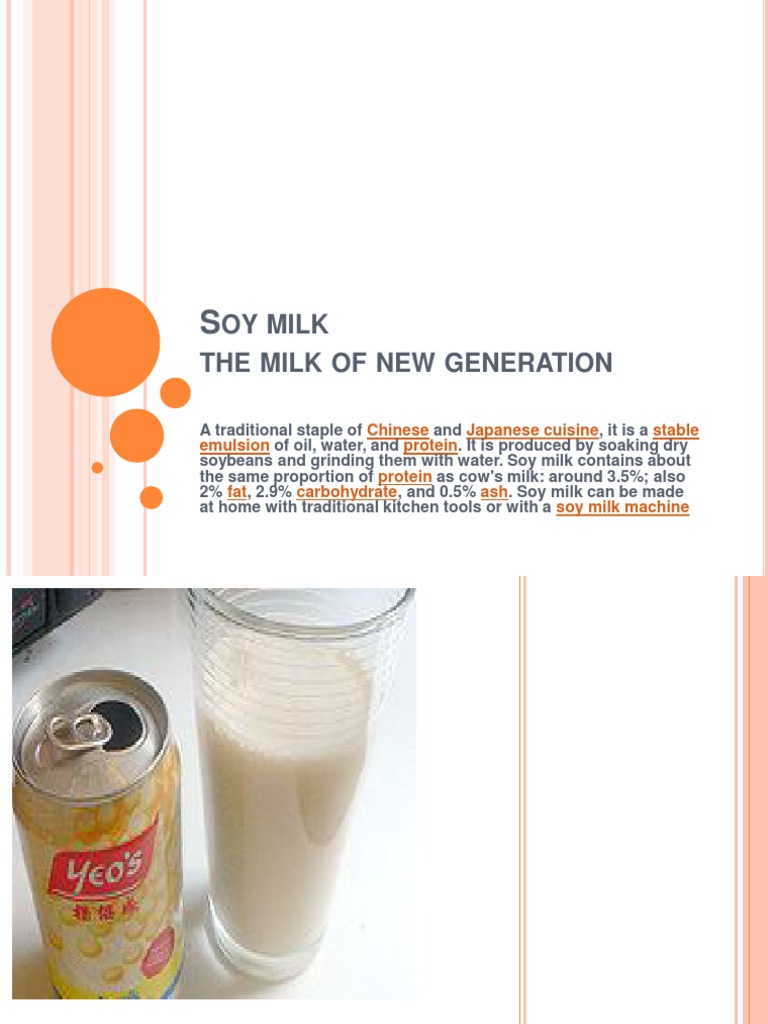 OY Milk THE Milk OF NEW Generation | PDF | Soy Milk | Soybean