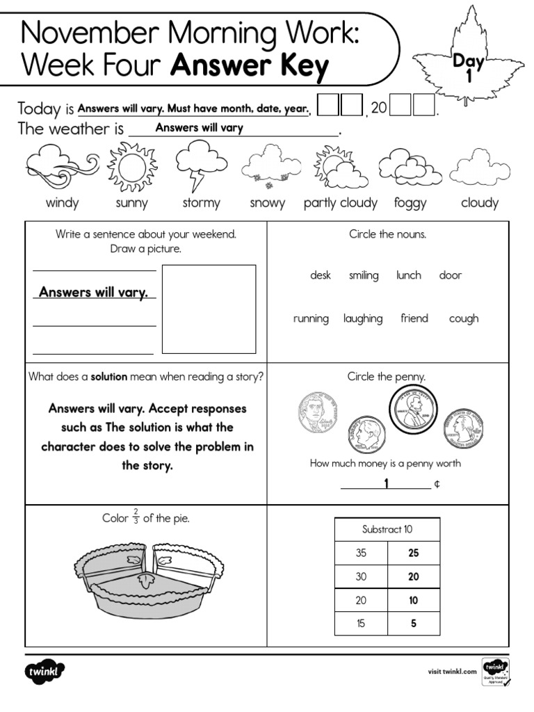 Week Four Answer Key November Morning Work Bundle | PDF | Linguistics ...