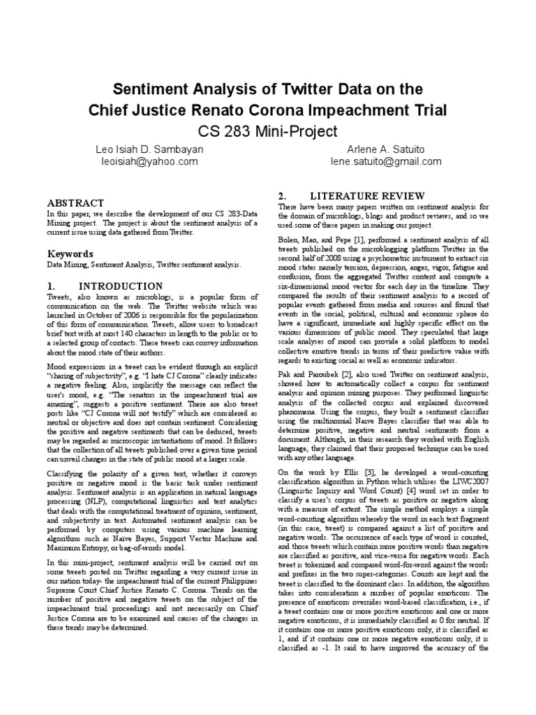 (CS283MiniProject) Report - Sambayan and Satuito | PDF | Twitter ...