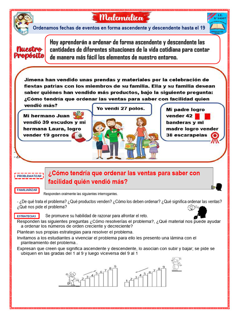 Actividades de Números Ascendentes y Descendentes | PDF