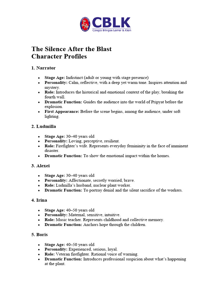English Festival Script The Silence After The Blast | PDF | Chernobyl Disaster