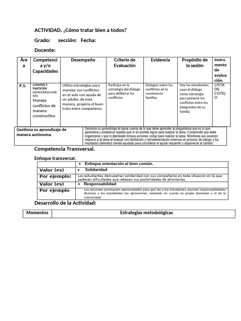 ACTIVIDA1 Como Tratar A Los Demas | PDF | Aprendizaje | Enseñando