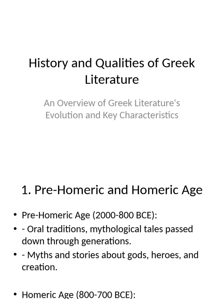 Key Qualities of Greek Literature | PDF