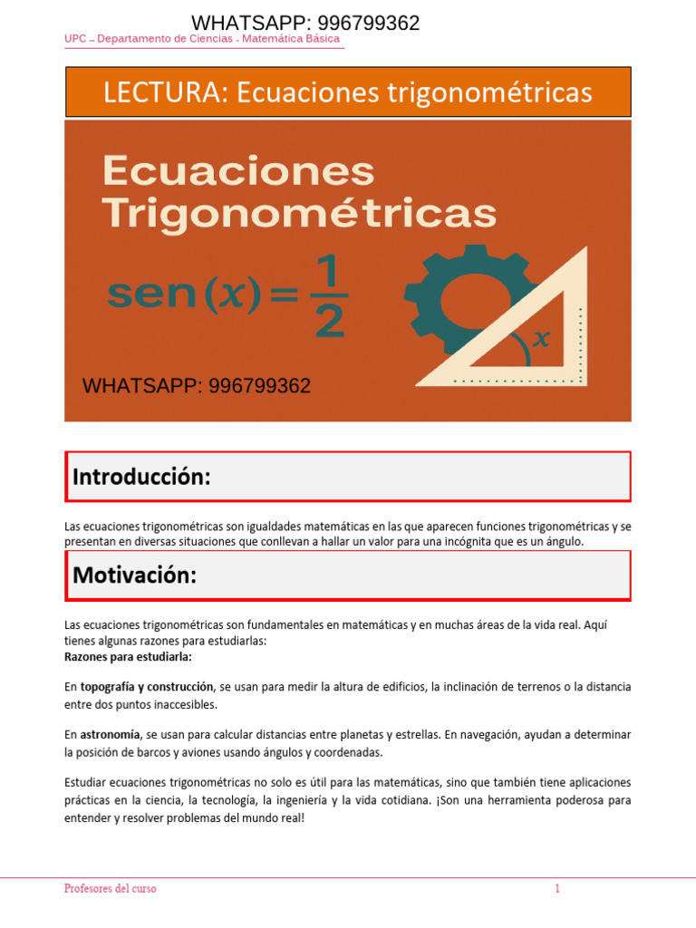 Ecuacion Trigono | PDF | Ecuaciones | Funciones trigonométricas