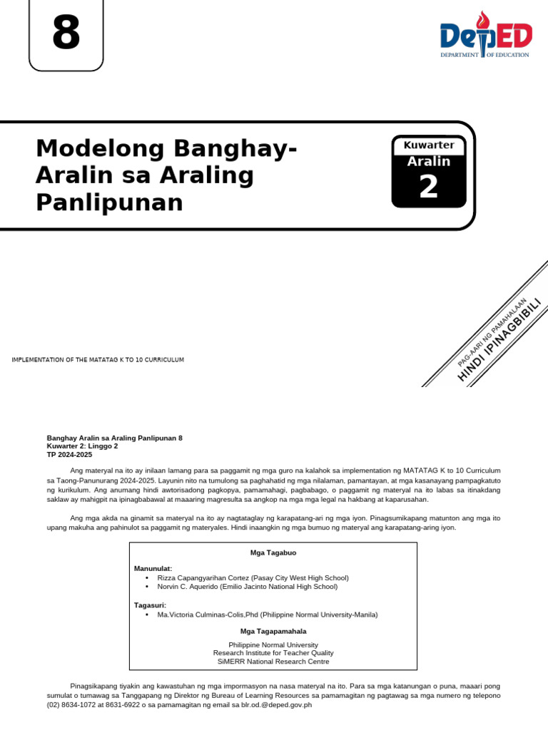 Q2 LE AP8 Lesson 2 Week 2 | PDF