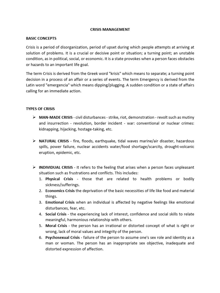 Understanding Crisis Management Concepts | PDF | Crisis Management ...