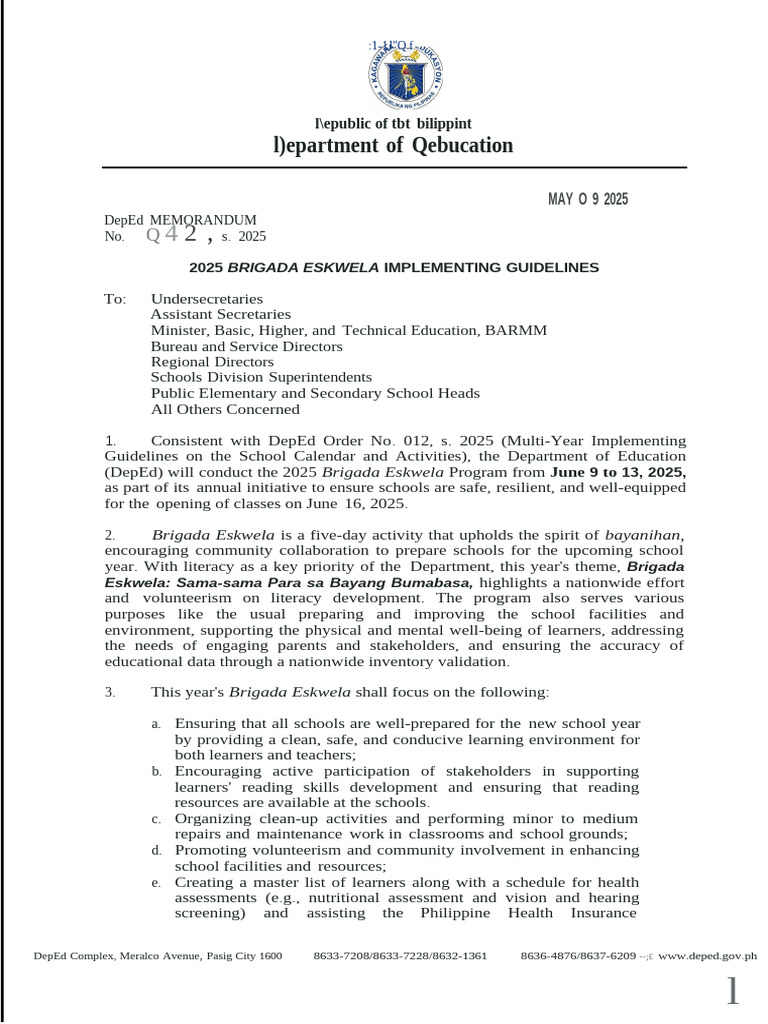 Brigada Eskwela DM s2025 042 | PDF
