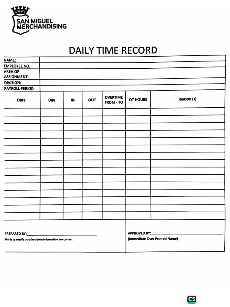 DTR Form&Csmamba | PDF