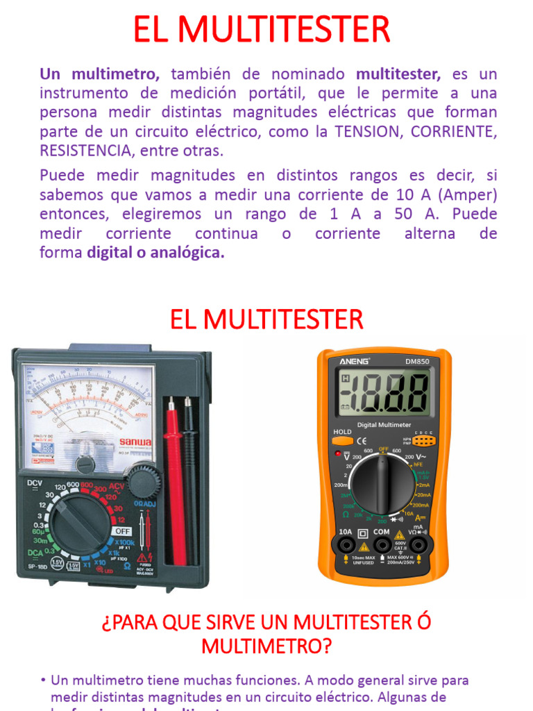 Funciones y partes del multitester | PDF