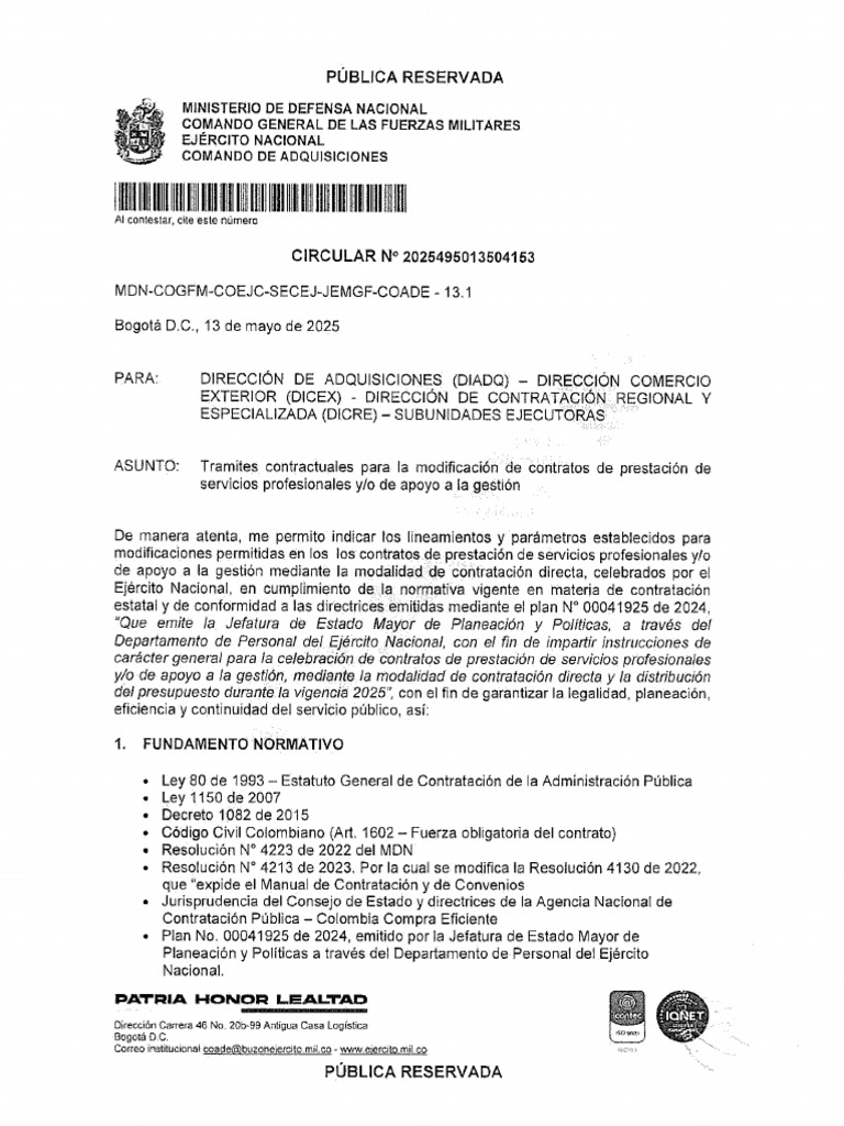 Tramites Modificacion Contratos Ps | PDF