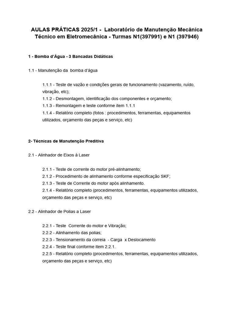 _AULAS PRÁTICAS PLANEJADAS 2025_1 - Técnico em Eletromecânica - Turmas ...