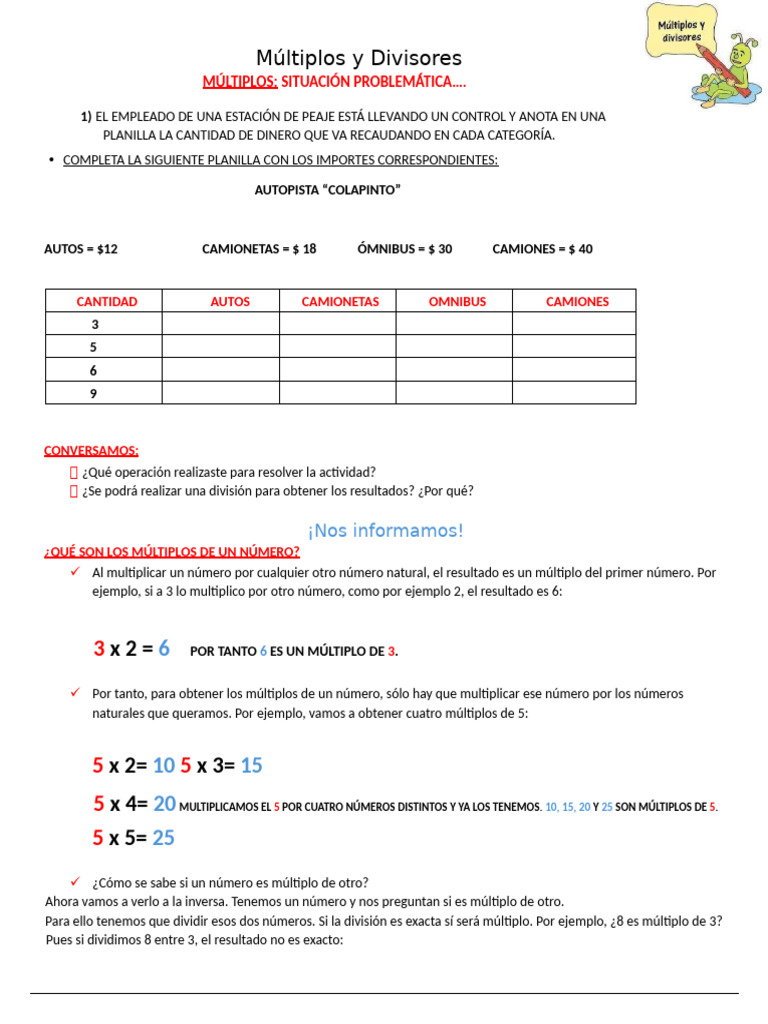 Multiplos y Divisores 5 2025 | PDF | División (Matemáticas) | Aritmética