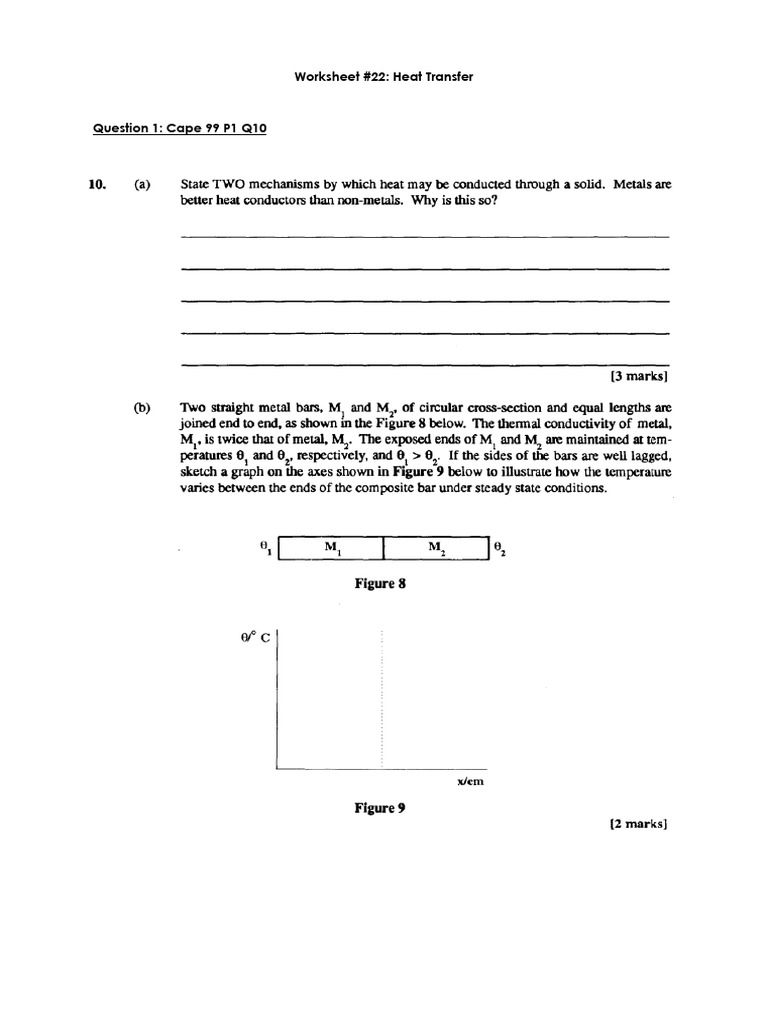 Worksheet #22 Heat Transfer 22 | PDF