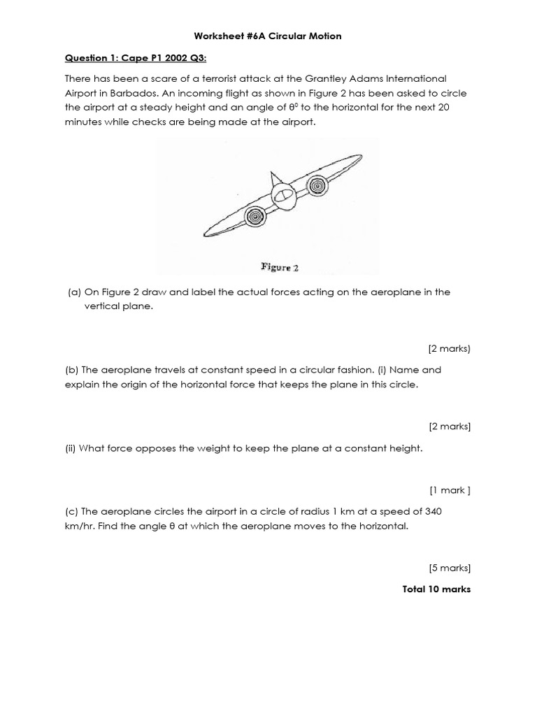 Circular Motion Worksheet Questions | PDF | Acceleration | Force